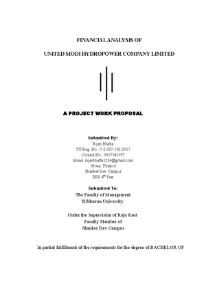 BBS 4th yr Proposal - A PROPOSAL ON ANALYSIS OF FINANCIAL PERFORMANCE ...