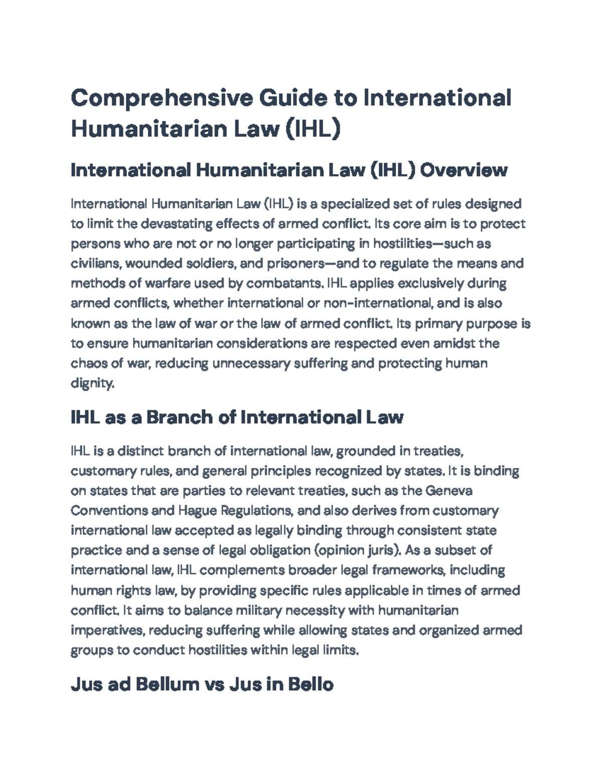 Comprehensive Overview of International Humanitarian Law (IHL ...