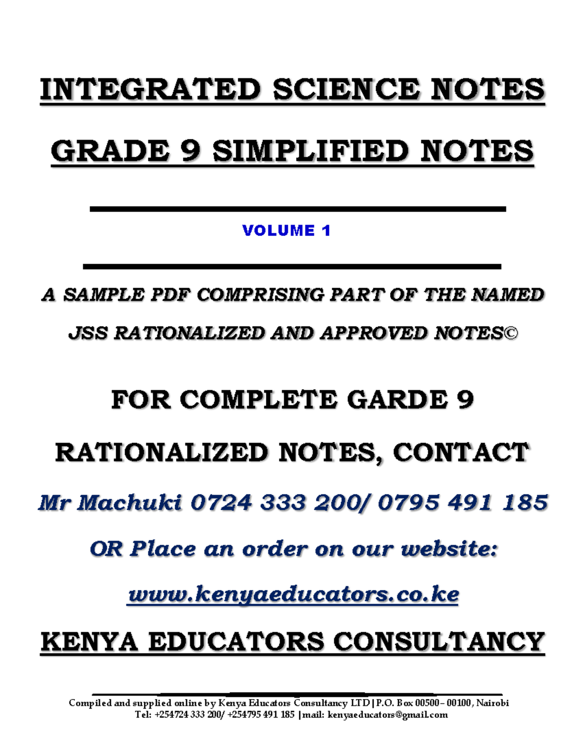 INT SCI GRADE 9 Simplified Notes for November 2024 Edition - Studocu