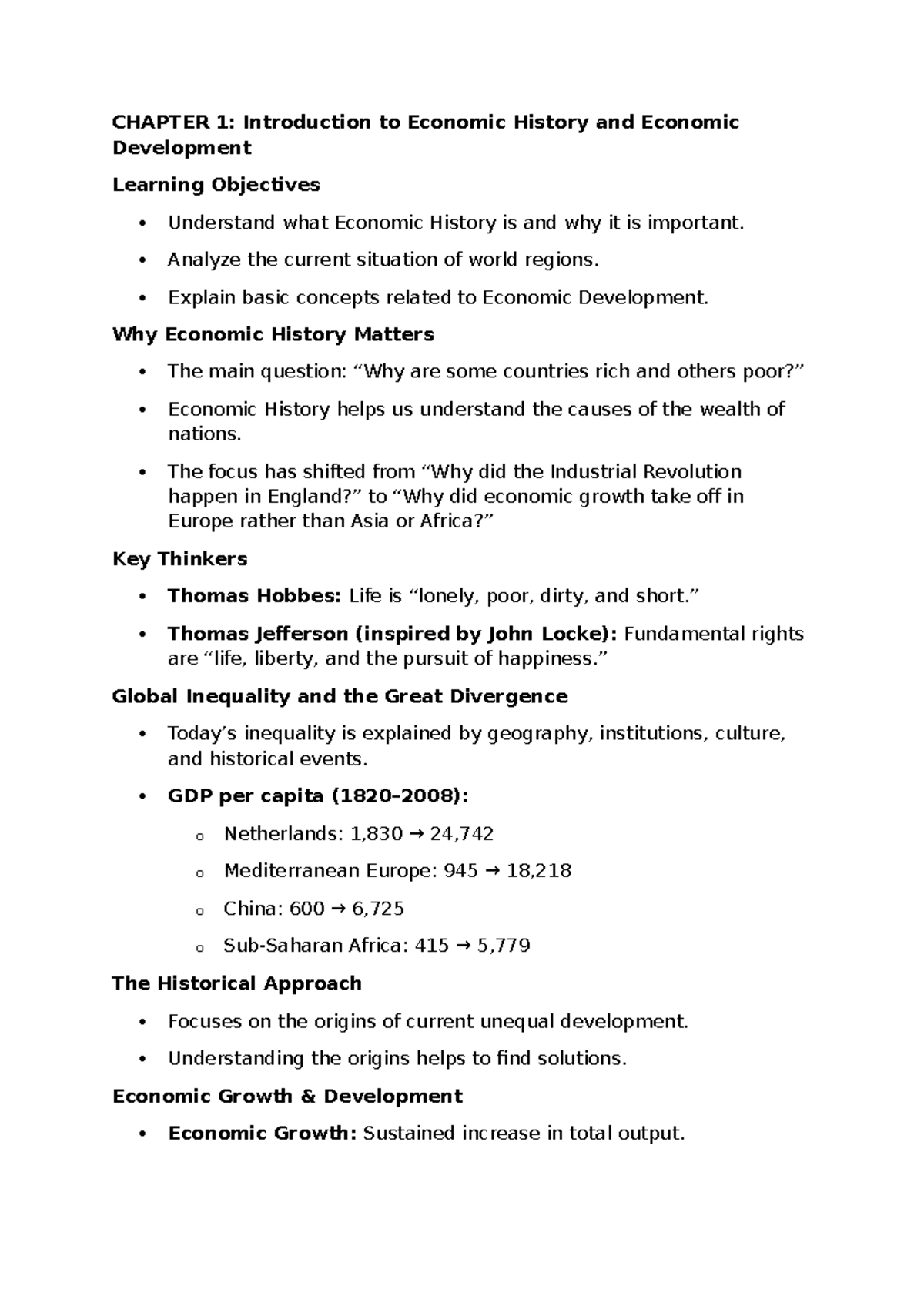 CHAPTER 1-8: Overview of Economic History and Development Concepts ...