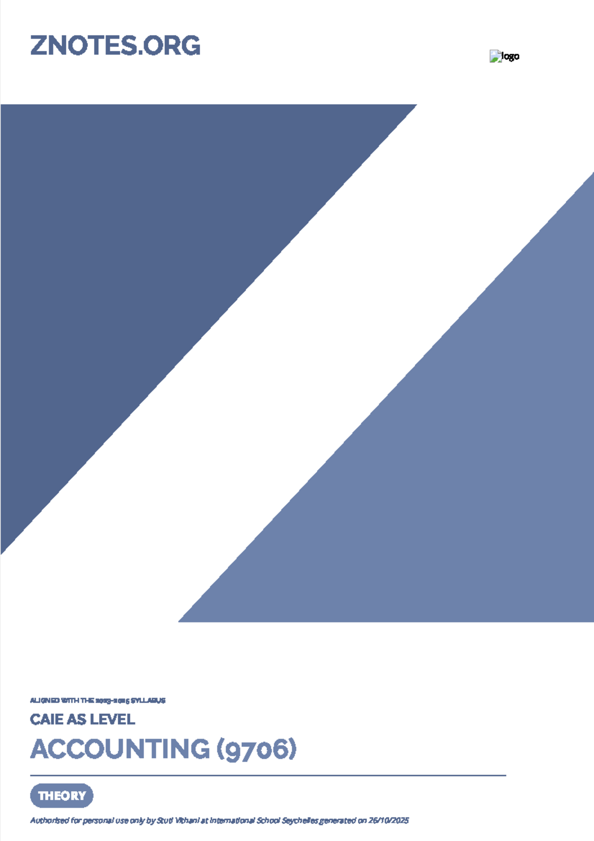 CAIE AS Level Accounting (9706) Theory Notes and Concepts - Studocu