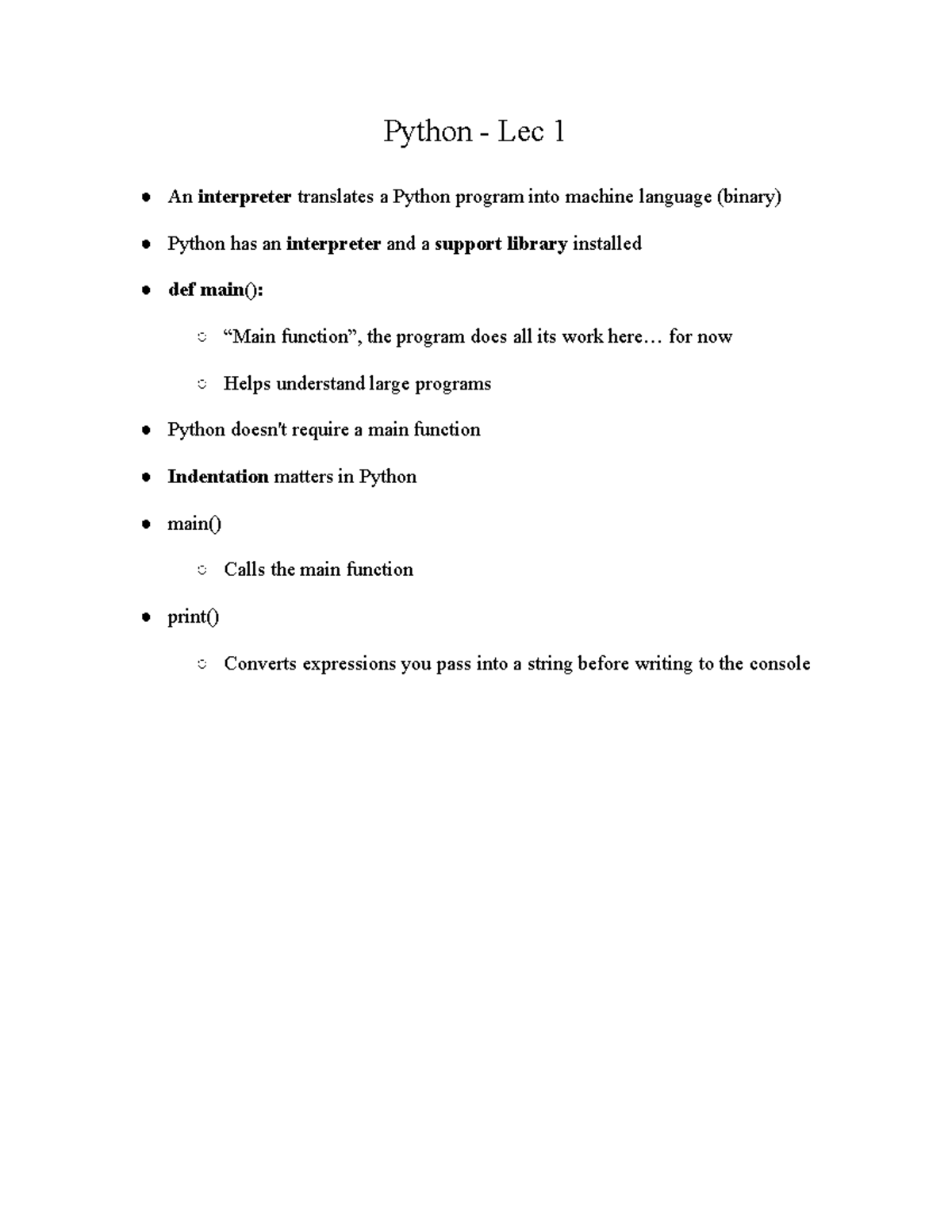 CNIT 15501 Python Lecture Notes: Key Concepts & Syntax Overview - Studocu