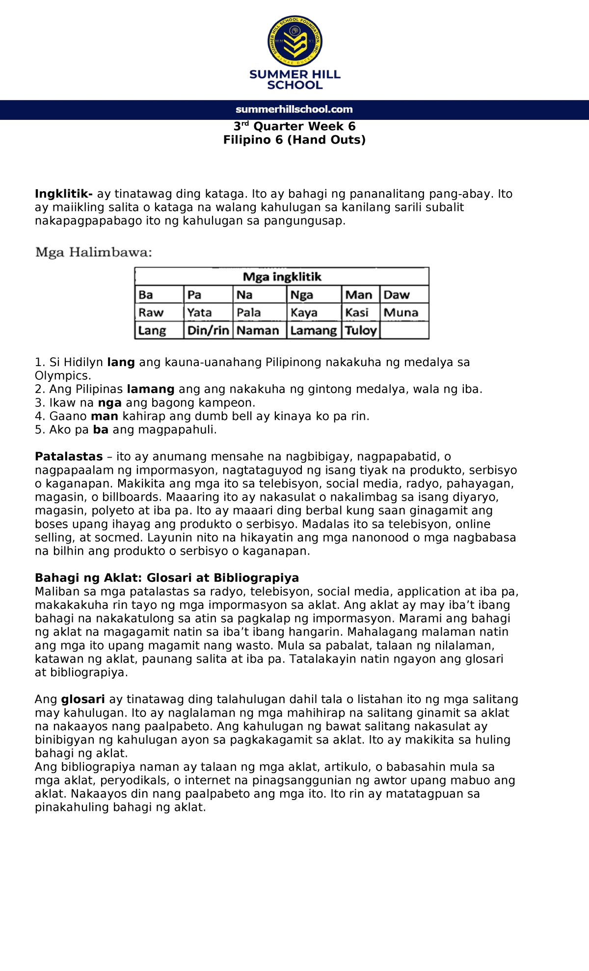 Filipino 4 feb 5 - Ingklitik- ay tinatawag ding kataga. Ito ay bahagi ...