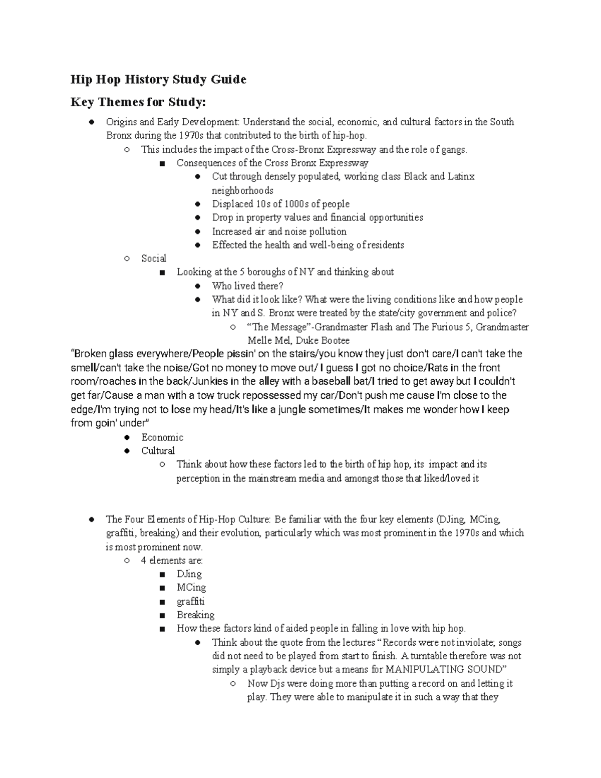 AFRO 228 Final Exam Study Guide: Key Themes in Hip Hop History - Studocu