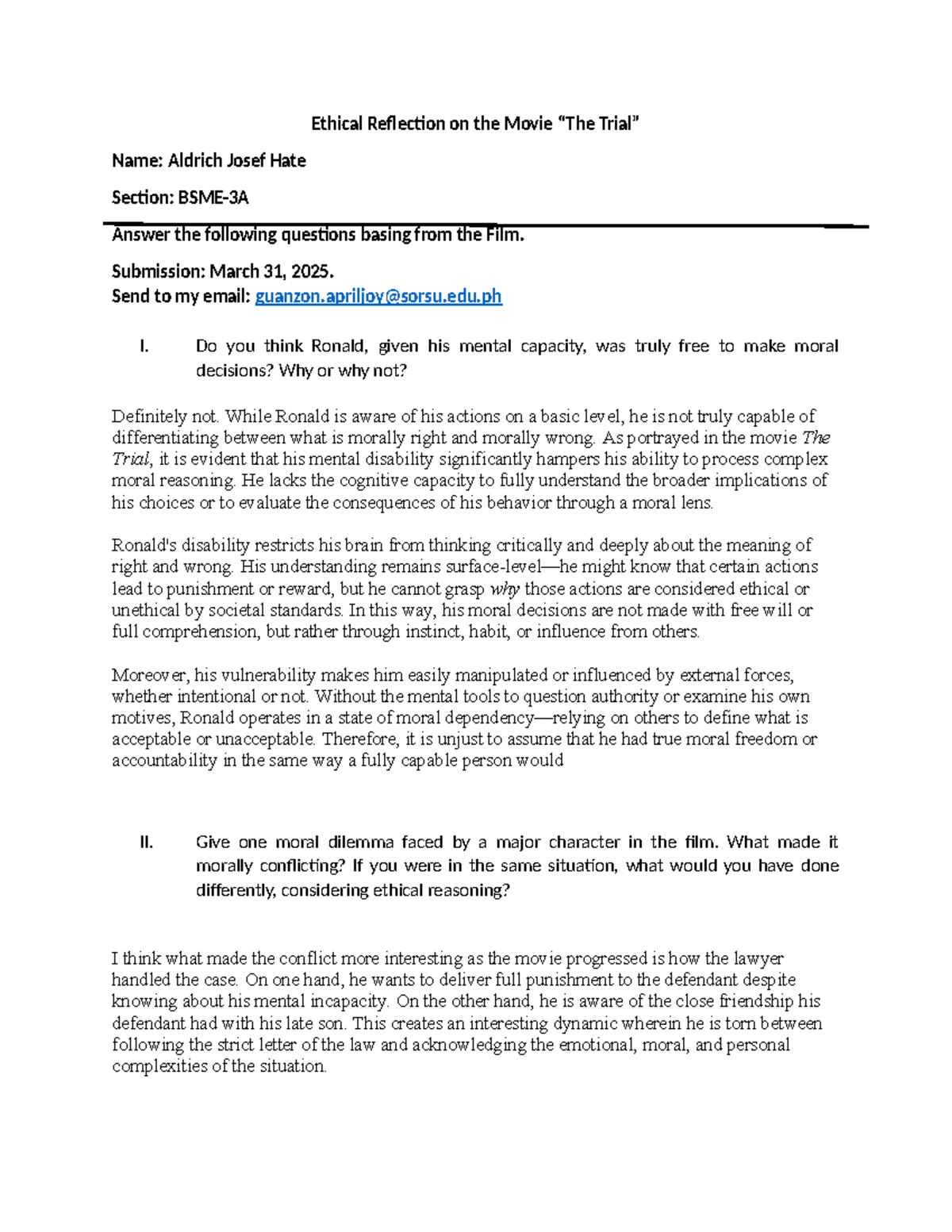 Ethical-Reflection-on-the-Movie - Ethical Reflection on the Movie “The ...