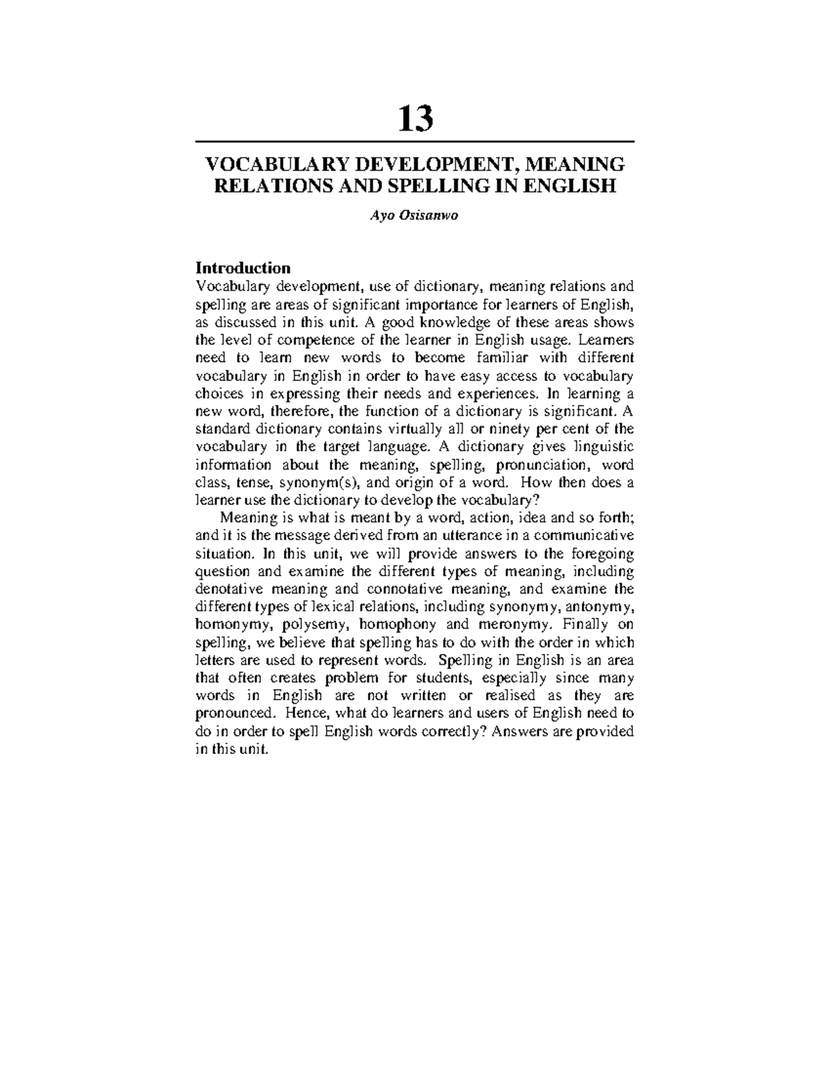 Vocabulary Development, Meaning Relations & Spelling in English (ENG ...