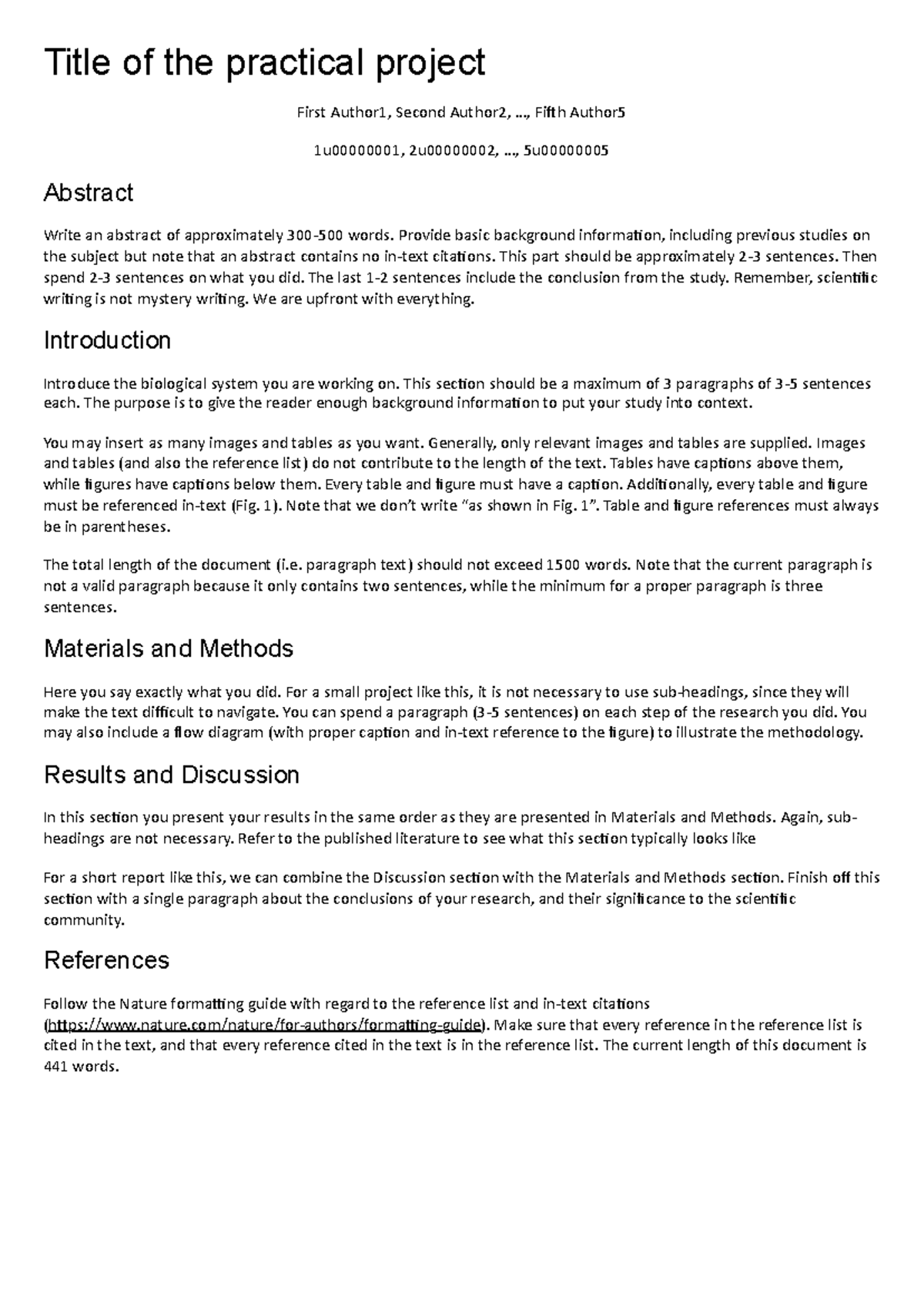 Practical Project Template: Guidelines for Scientific Writing - Studocu