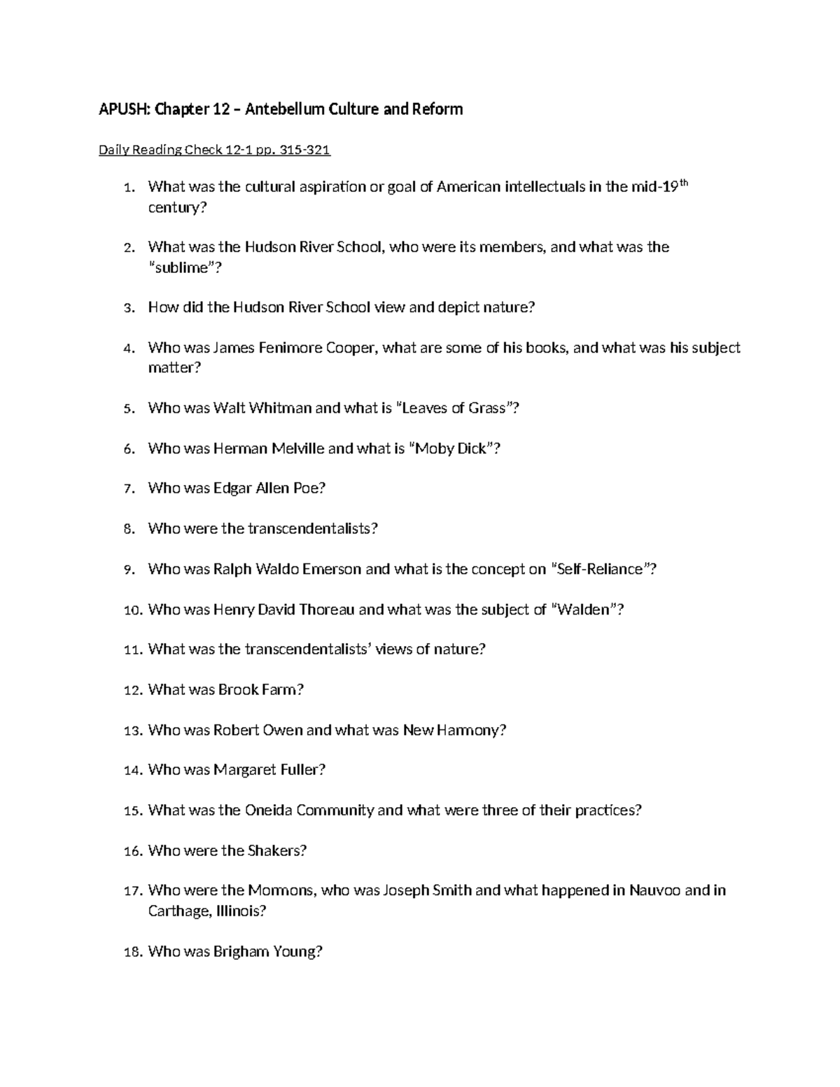 Apush-Chapter 12-1Daily Reading Checkpp - APUSH: Chapter 12 ...