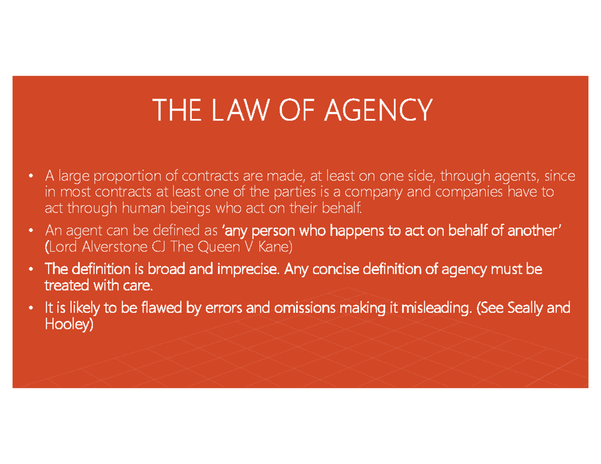 Agency Law Overview: Key Concepts and Distinctions - Studocu