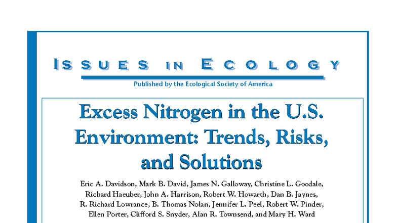 ESA Issues in Ecology 15: Excess Nitrogen in the U.S. Environment - Studocu
