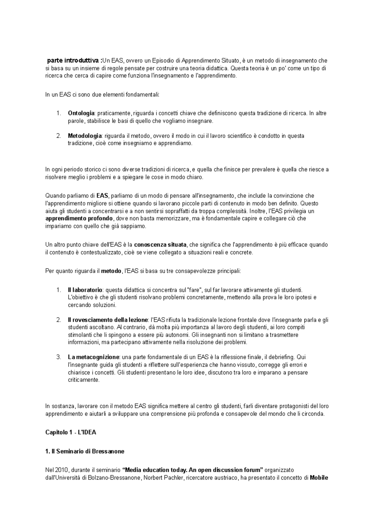 Che cos e un eas - riassunto del libro che cosa e un eas - parte ...