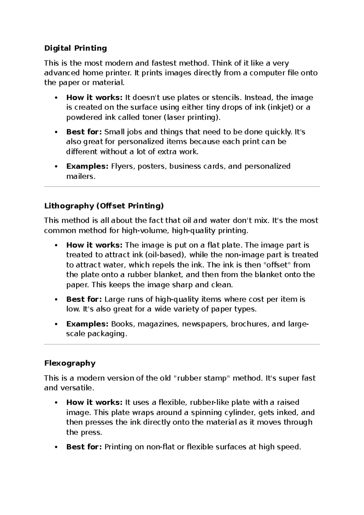 PR N6 - Comprehensive Notes on Modern Printing Techniques - Studocu