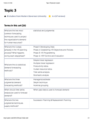 Topic 3 Forecasting Planning Study Guide - Study Guide: Forecasting & Planning Forecasting ...