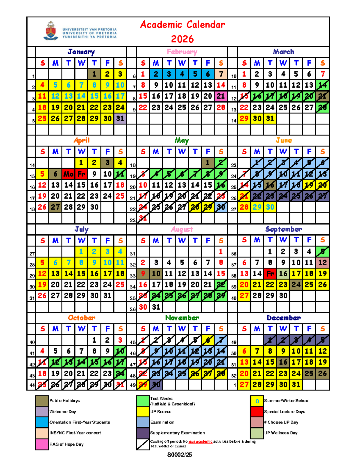University of Pretoria Academic Calendar 2026: Key Dates - Studocu