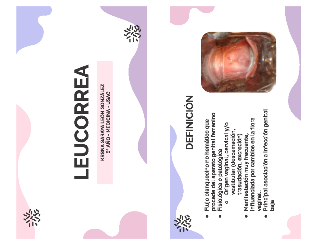 Leucorrea: Definición y Clasificación en Medicina USAC - Studocu