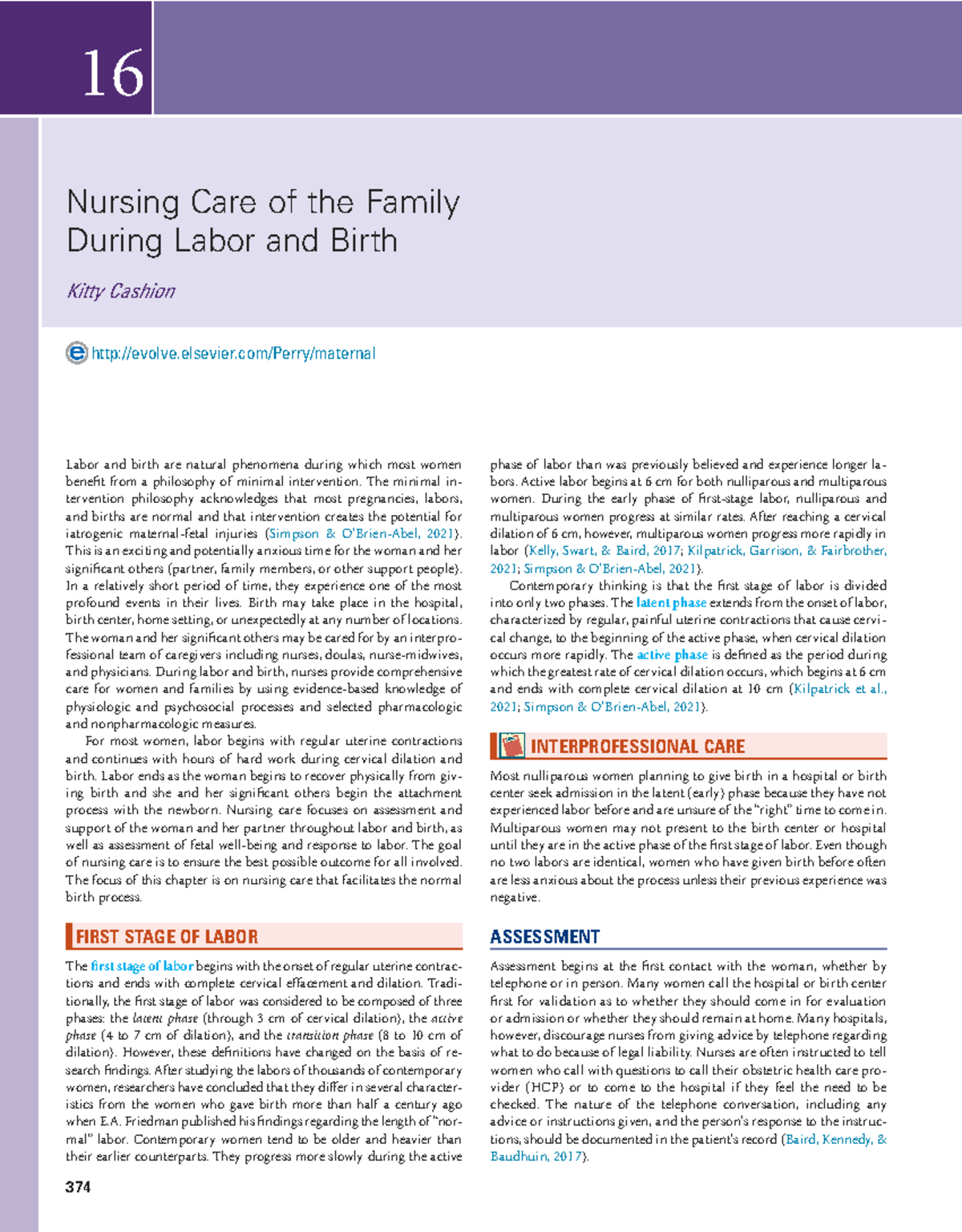 Nursing Care During Labor and Birth: Guidelines and Best Practices (NUR ...