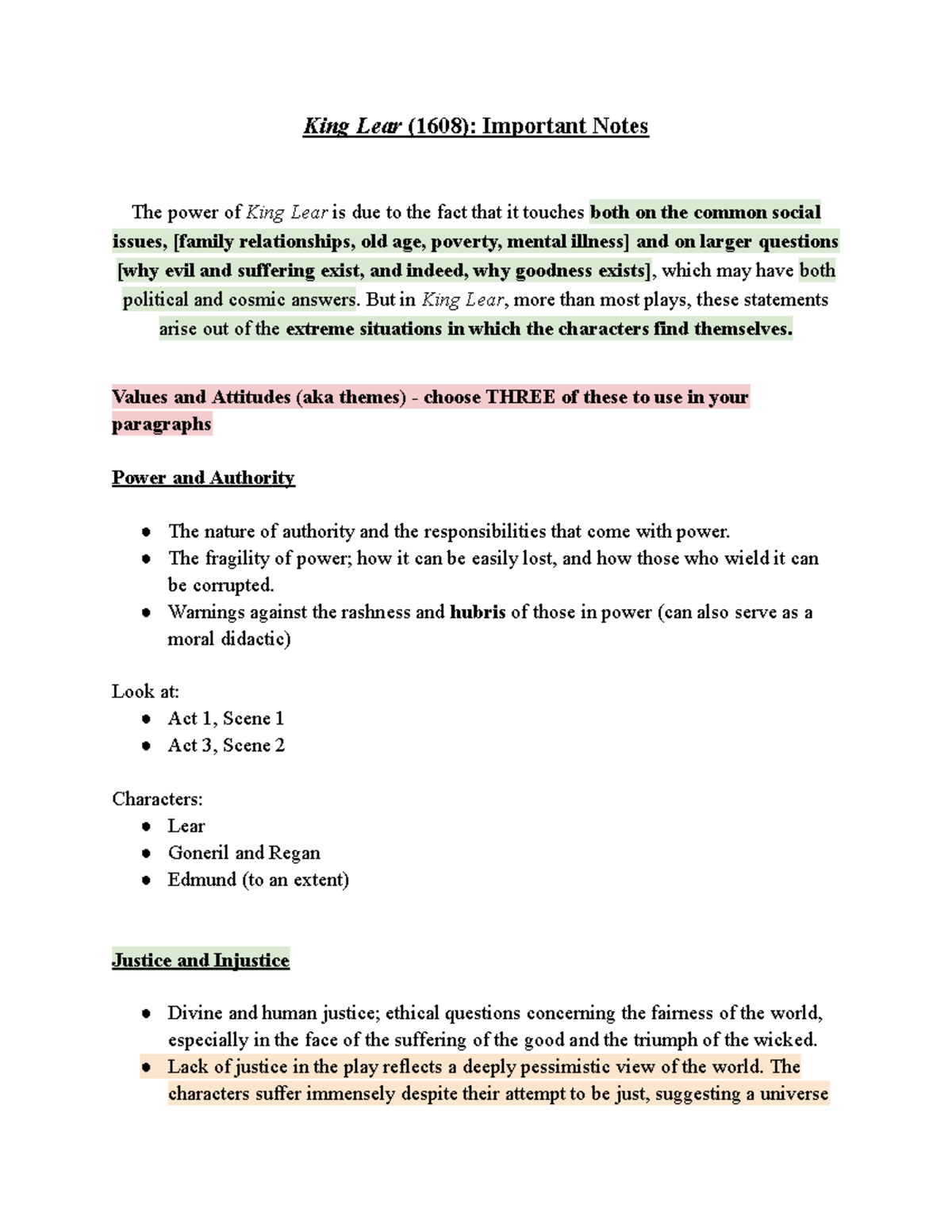 King Lear (1608): Key Themes and Analysis Notes - Studocu