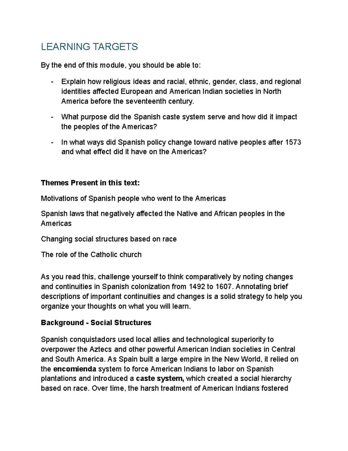 Spanish Colonization and Its Impact on Native Societies (HIST 101 ...