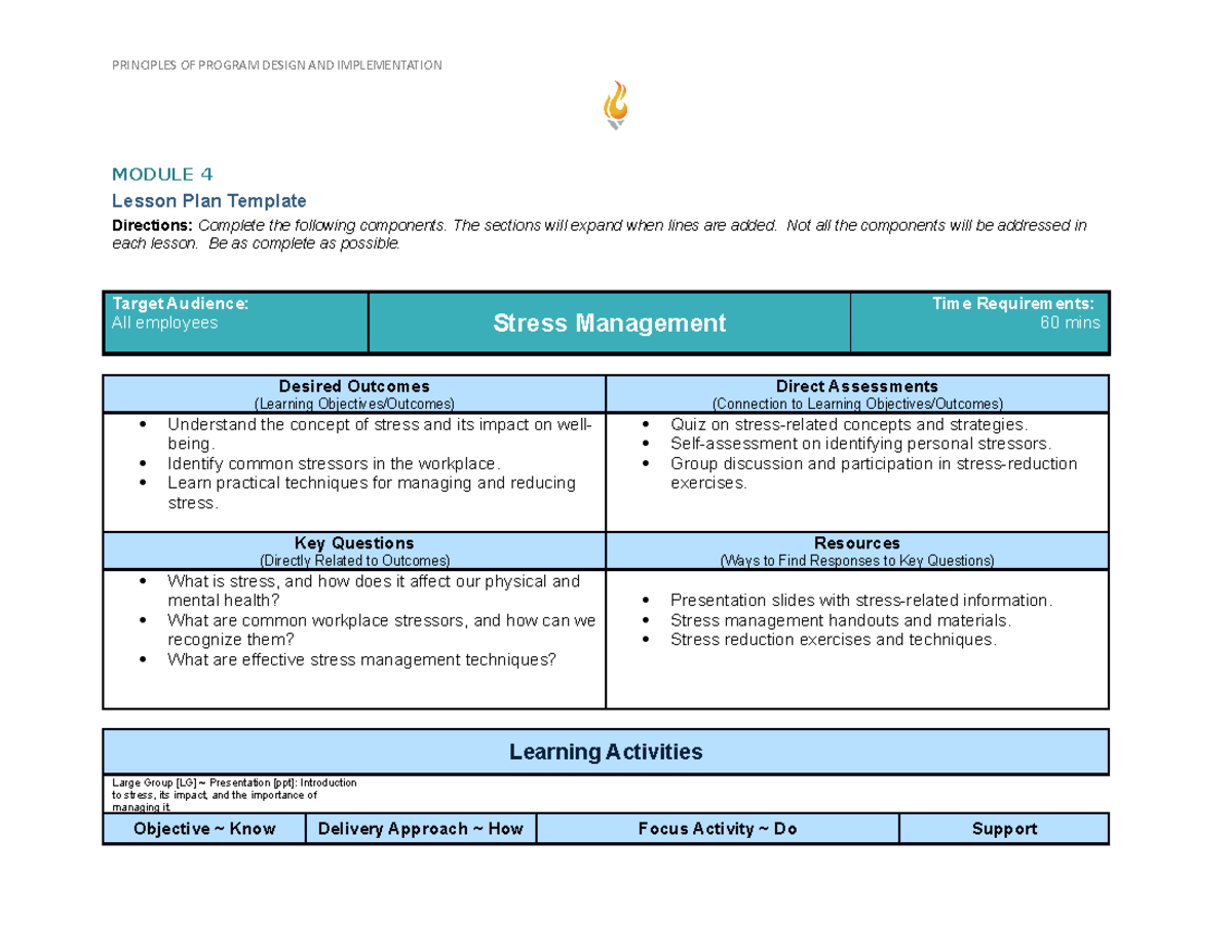 ACE Ed5353 mod 4 lesson plan 1 - PRINCIPLES OF PROGRAM DESIGN AND IMPLEMENTATION MODULE 4 Lesson ...