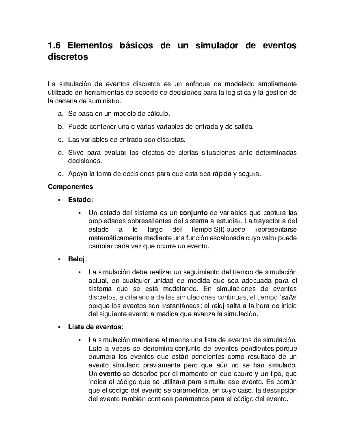 Elementos Esenciales para Simuladores de Eventos Discretos 1.6 - Studocu