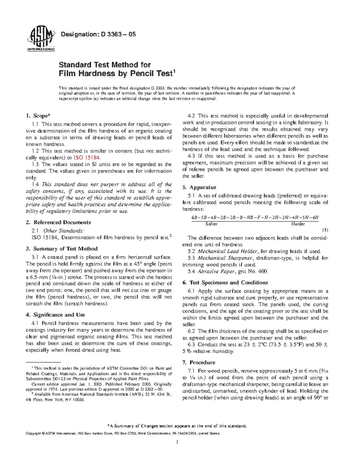 ASTM D3363 Standard Test Method for Pencil Hardness Evaluation - Studocu