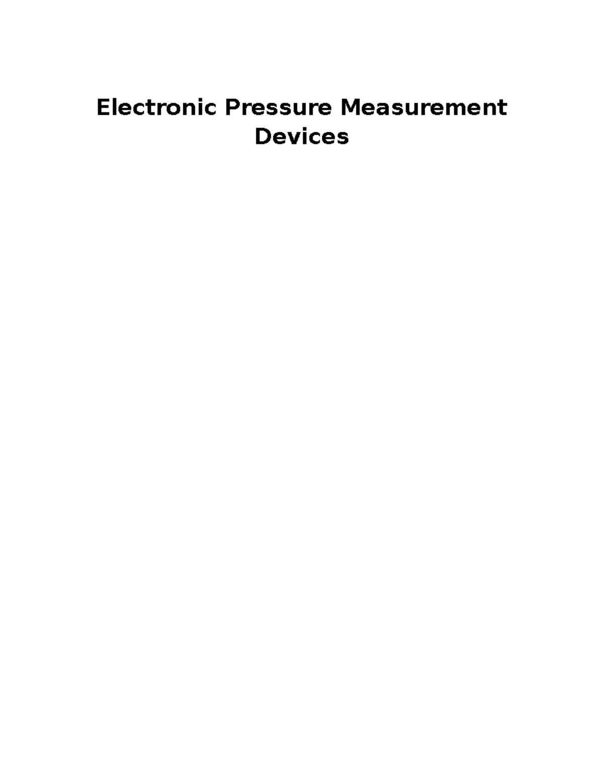 Thermodynamics: Electronic Pressure Measurement Devices Overview - Studocu