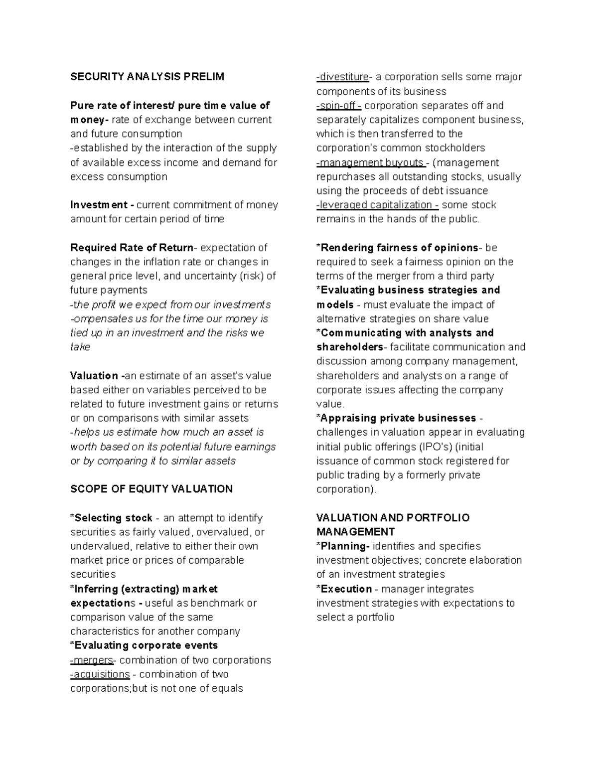 Security Analysis: Concepts and Models for Valuation and Investing ...