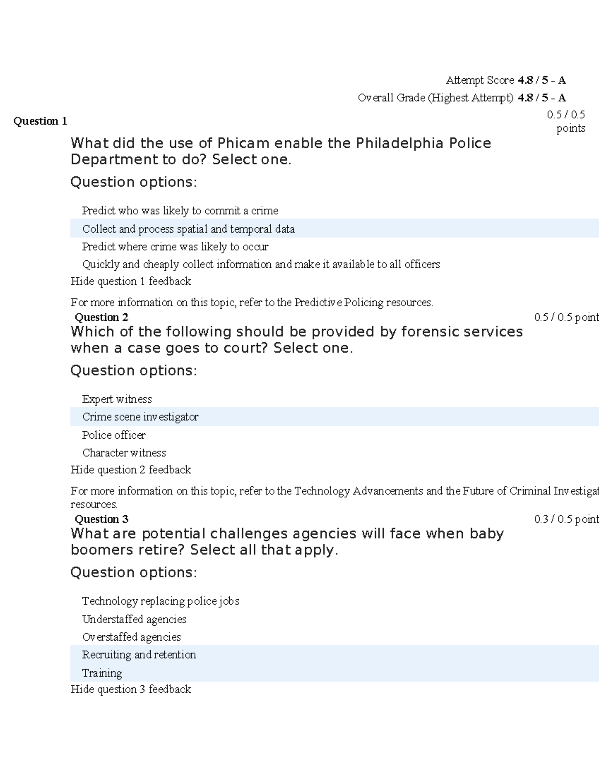 CJ 305 Midterm Knowledge Assessment on Predictive Policing - Studocu