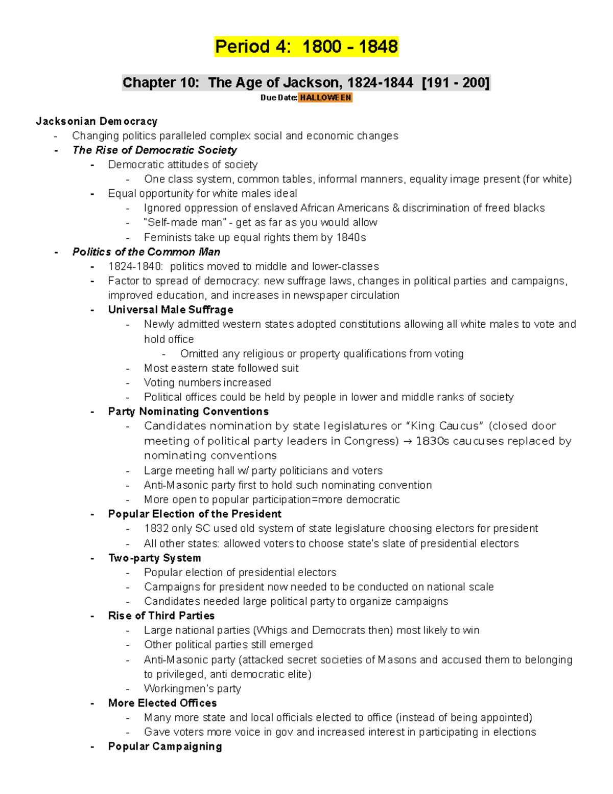 N. Period 4 1800-1848 Amsco Note Taking Guide (Ch. 10) - Jackson Era ...