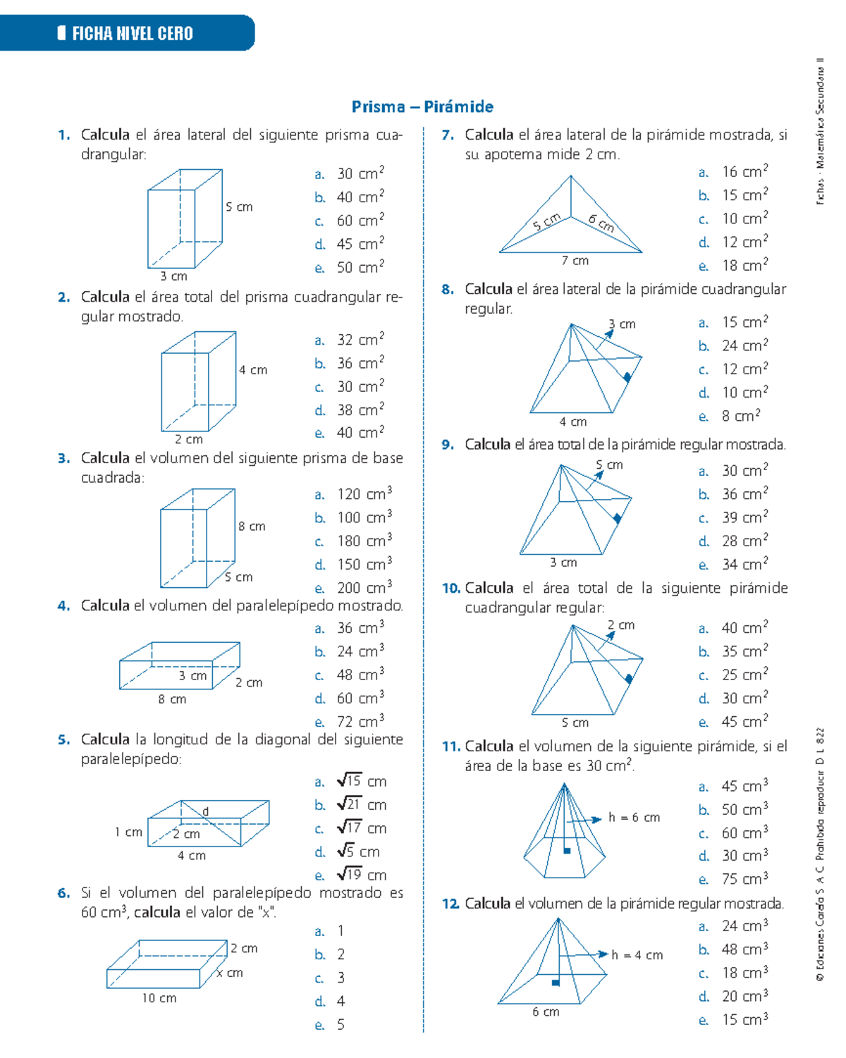 F0 270-261 Ejercicios sobre Prisma y Pirámide en Matemática II - Studocu