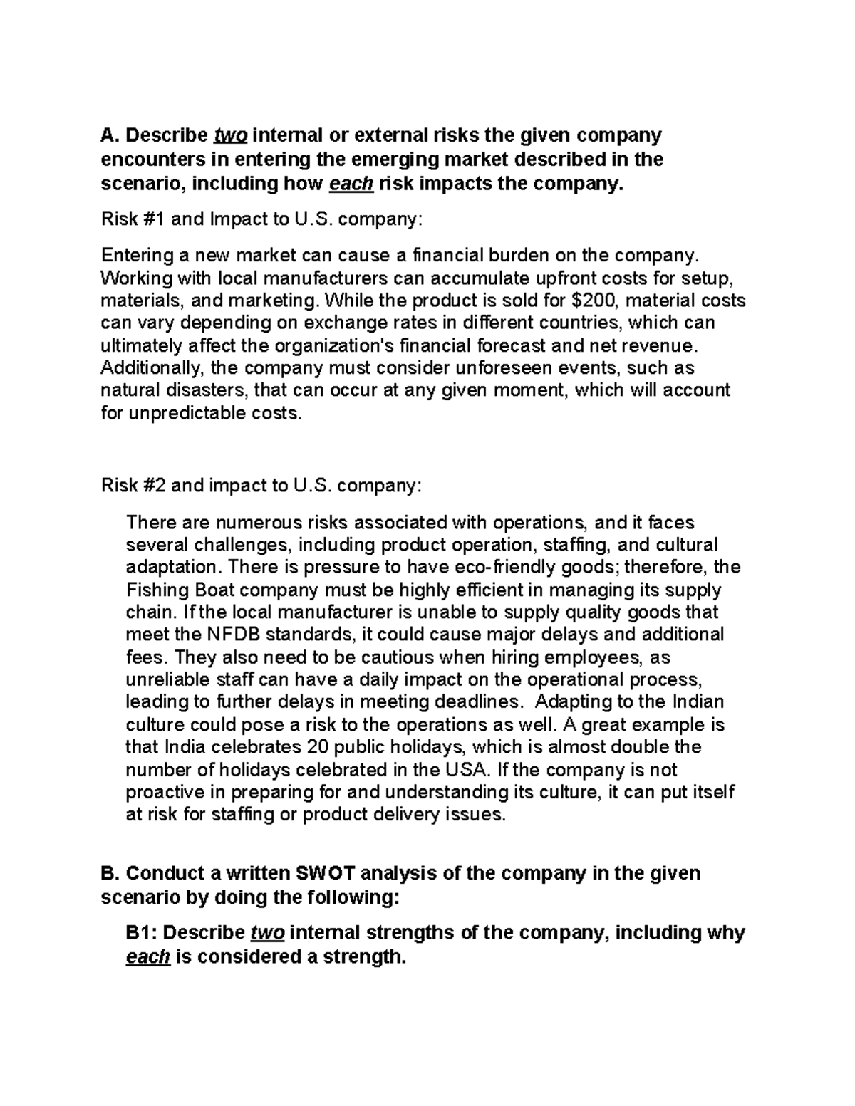 D081 V5-QBM3 Task 2: Risks and SWOT Analysis for U.S. Fishing Boat ...