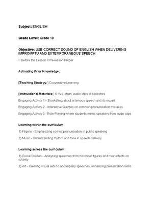 DLL Matatag English 7 Q1 W5 - MATATAG K to 10 Curriculum Weekly Lesson Log School: Visit - Studocu