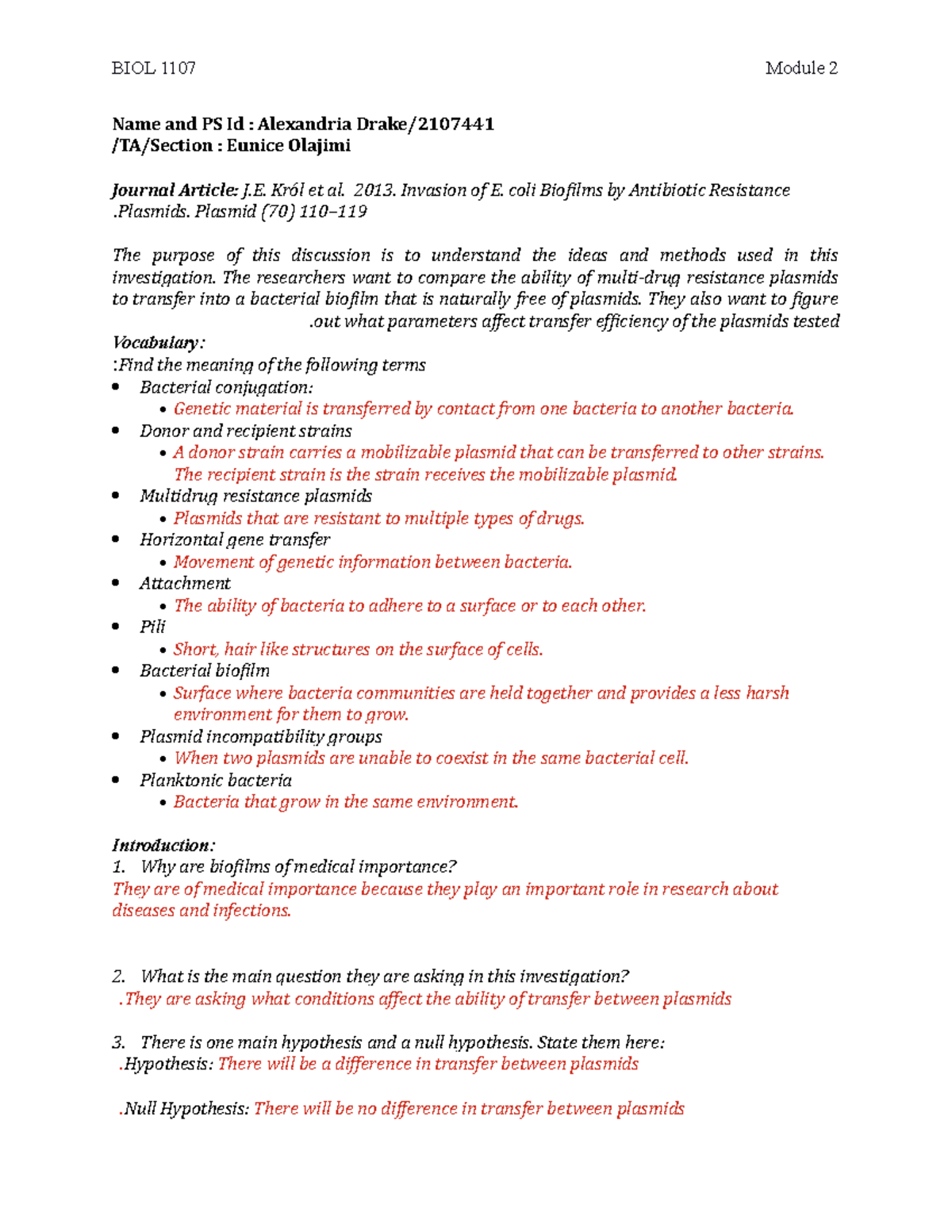 Mod2Article Reflection Questions - BIOL 1107 Module 2 Name and PS Id ...