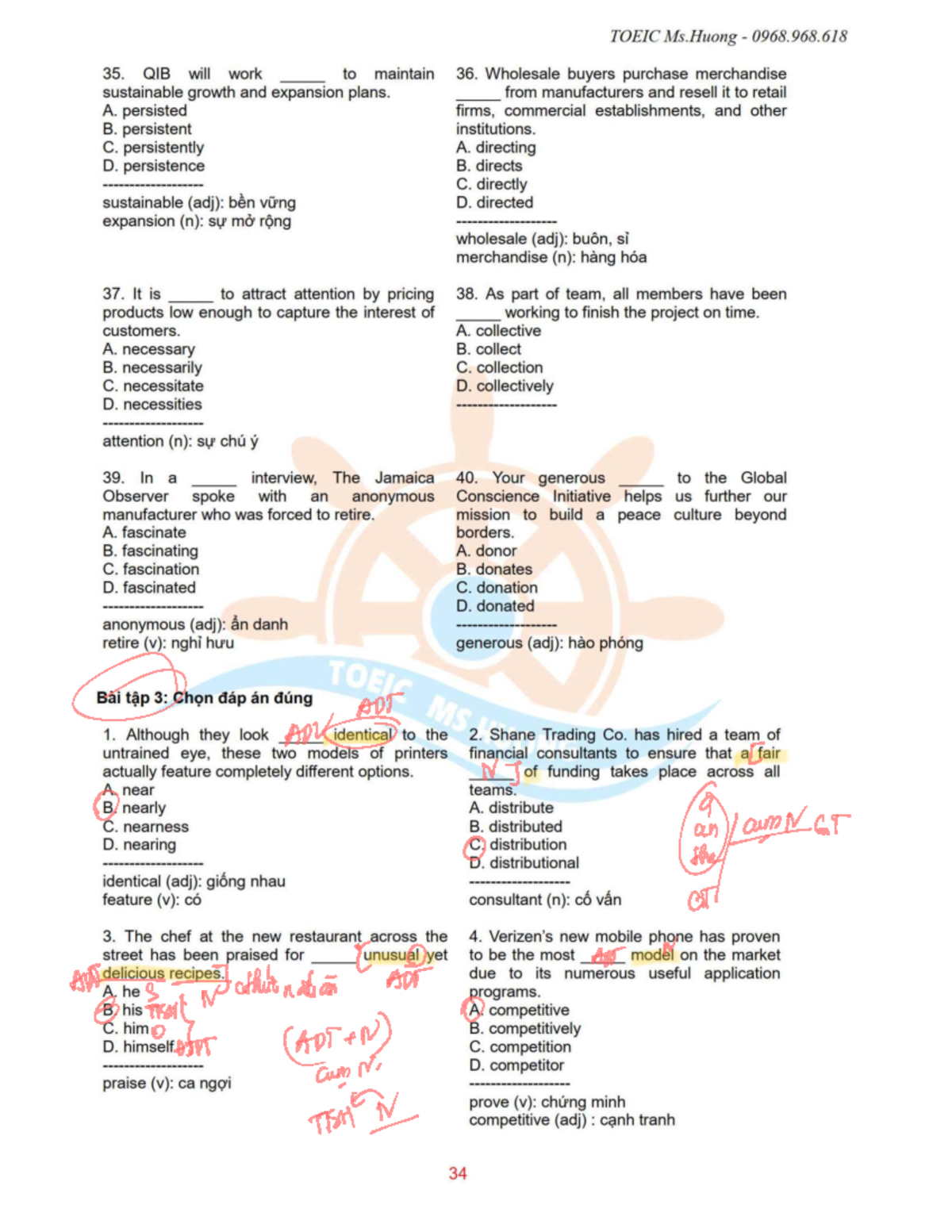 TOEIC Ms. Huong 0968.968.618 Conjunctions and Prepositions Study Guide ...