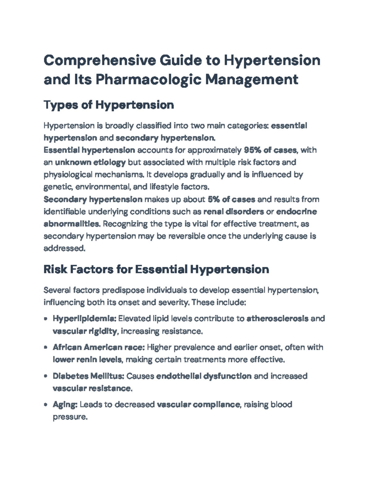 Comprehensive Overview of Hypertension Management and Treatment ...