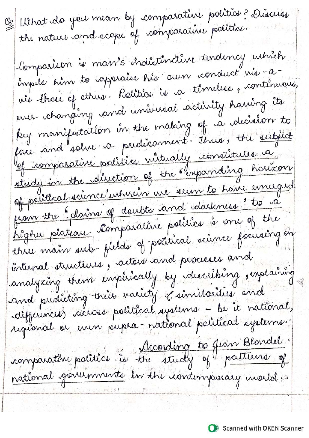 CS. Comparative Politics: Nature, Scope, and Methodologies - Studocu