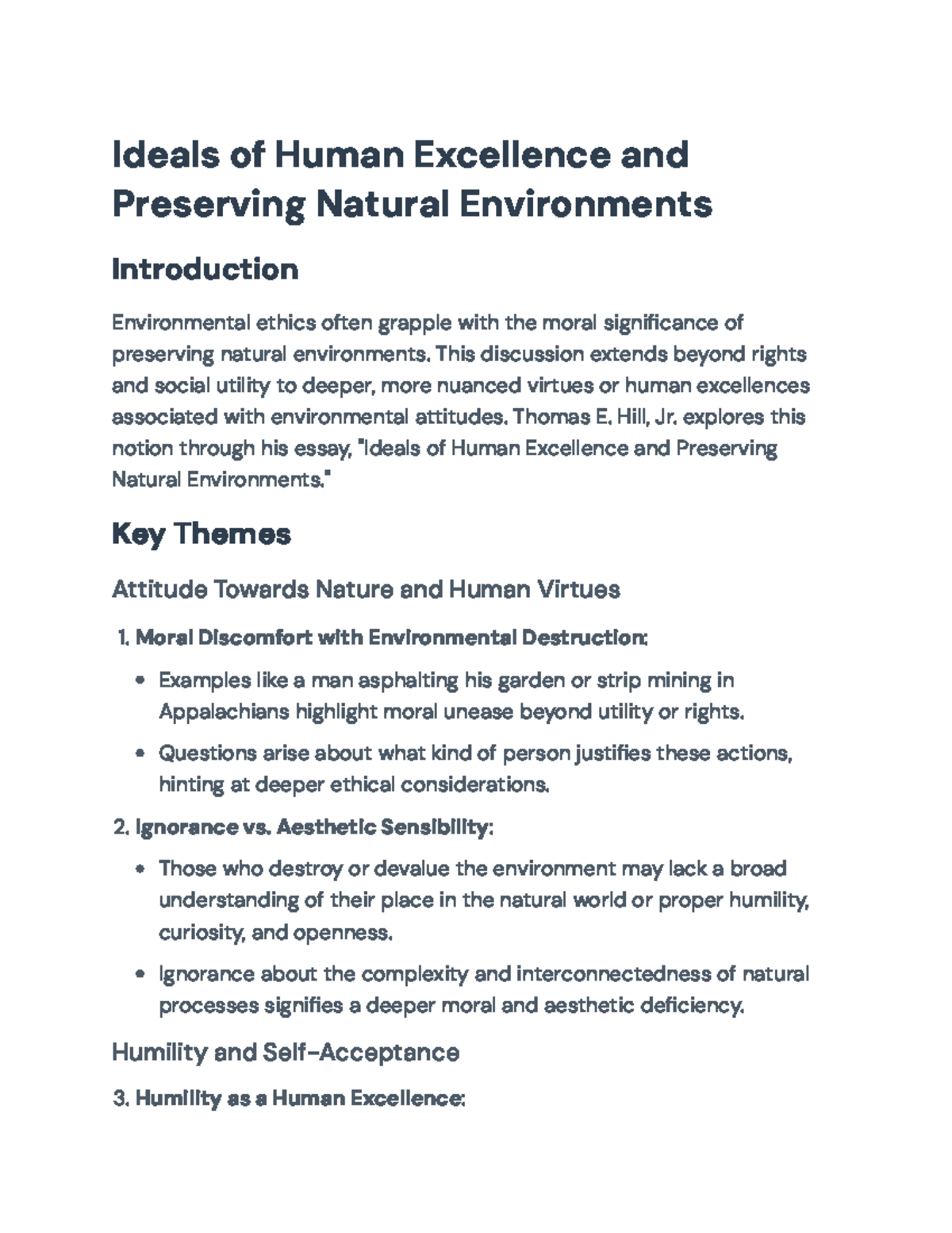 Ethical Reflections on Human Excellence & Environmental Preservation ...