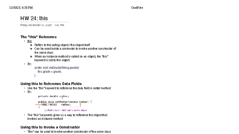 Java Keyword "this": Usage in Constructors & Method Invocation (HW 24 ...