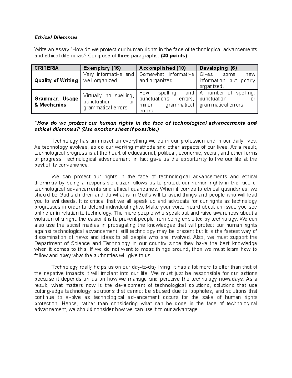 Ethical Dilemmas in Tech: Protecting Human Rights - Essay Notes - Studocu