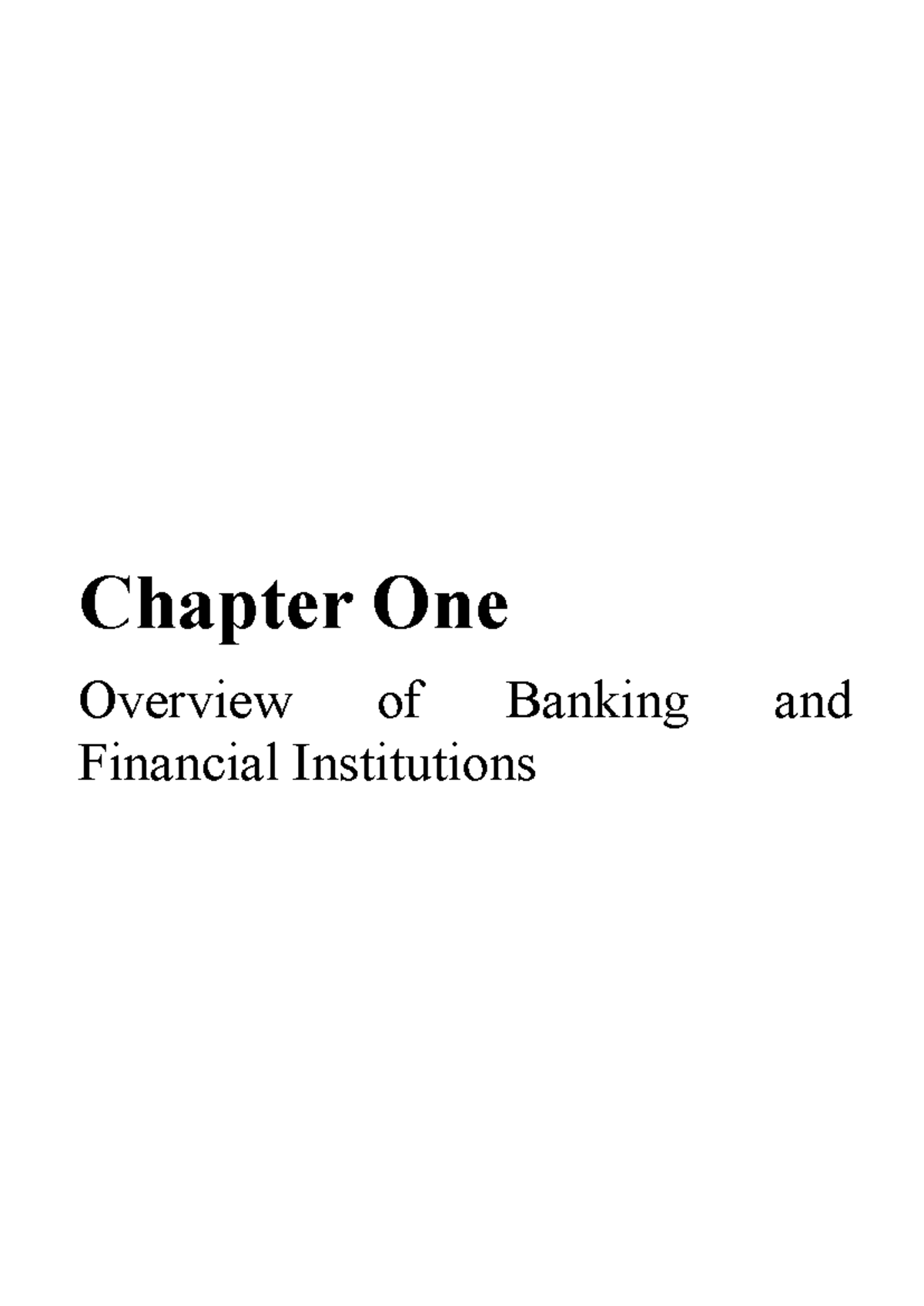 Chapter 1: Banking & Financial Institutions Overview - BFI - Studocu