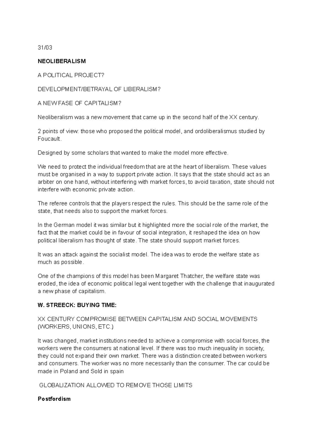 NEOLIBERALISM: A Political Project? Insights from XX Century Capitalism ...