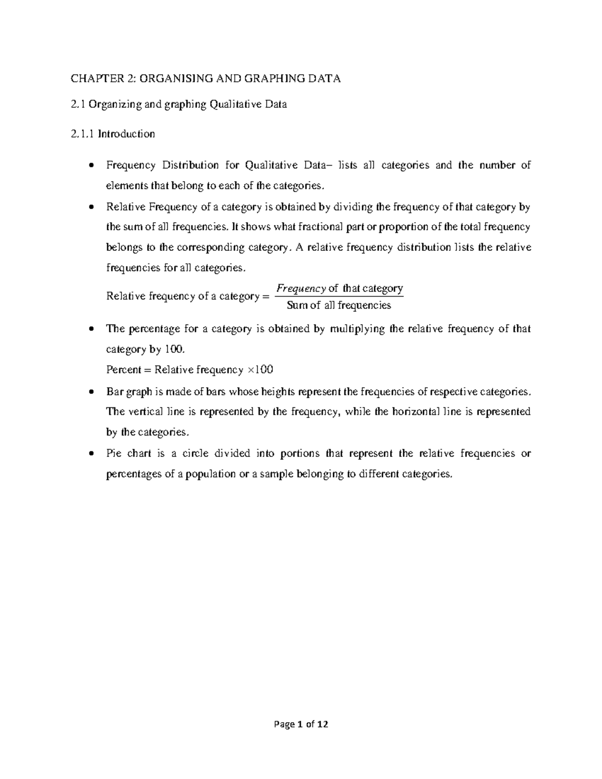 STA1149 chapter 2 with no solution - CHAPTER 2: ORGANISING AND GRAPHING DATA 2 Organizing and ...
