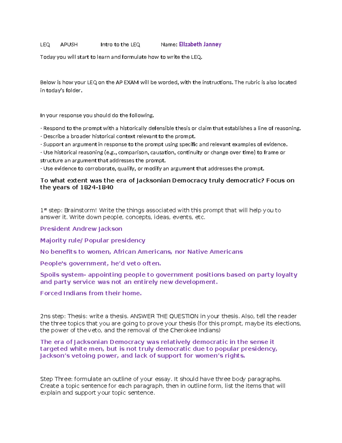 LEQ APUSH - Jacksonian Democracy: Examining Its True Democratic Nature ...