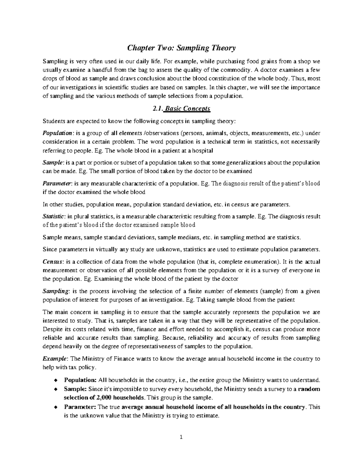 Chapter 2: Sampling Theory for Fore Exam - Studocu