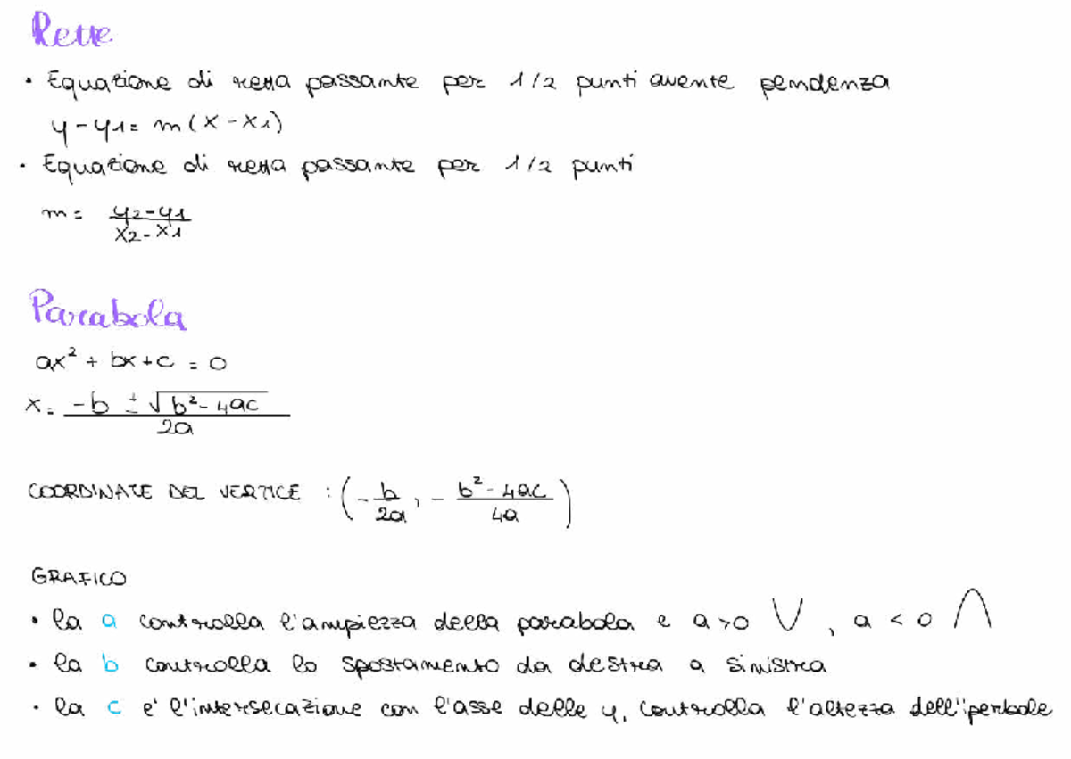 Schema Matematica I: Equazioni, Derivate e Integrali - Studocu