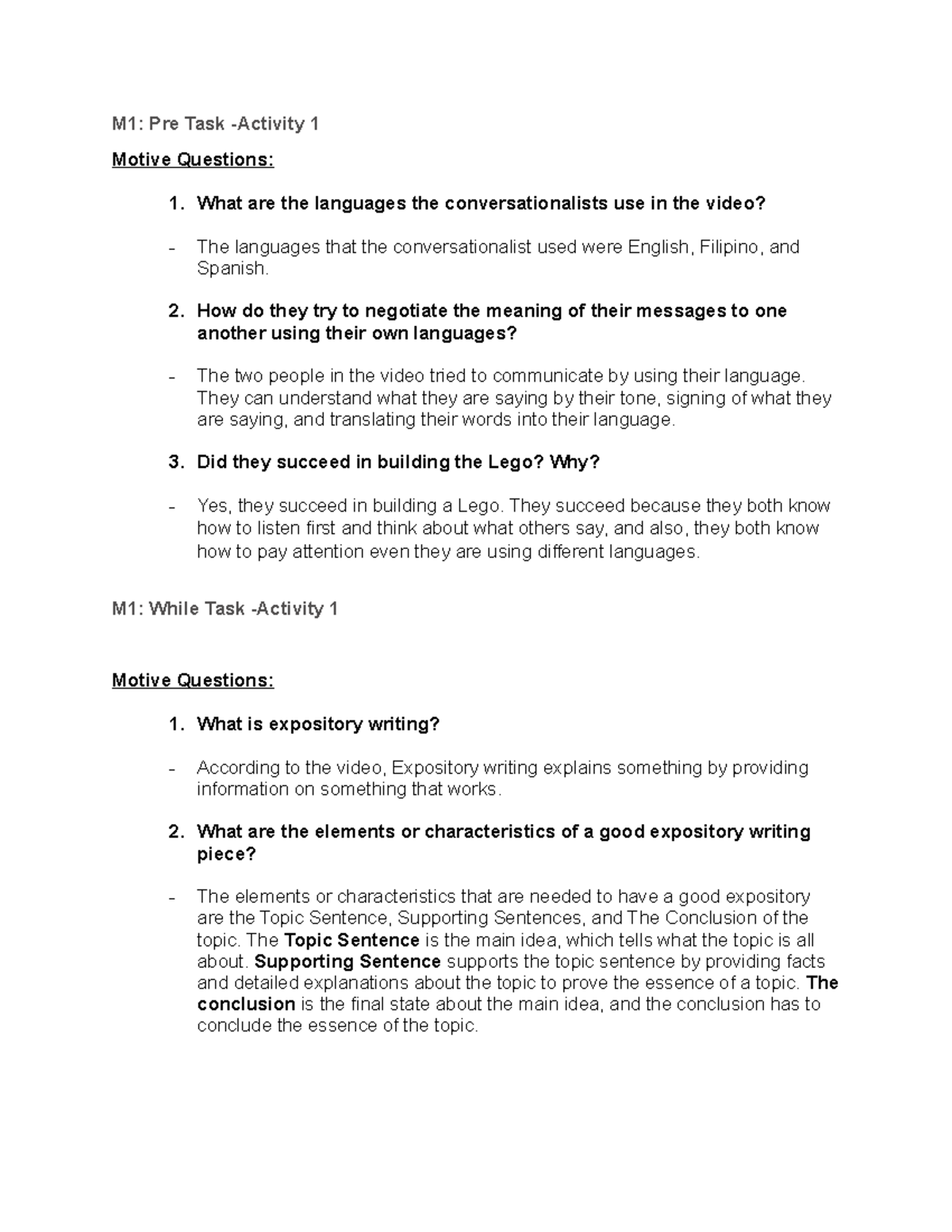 Expository Writing Module 1 Activities - Medtech - Studocu