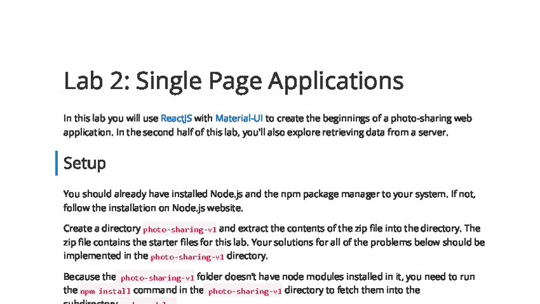 Lab 2: ReactJS Single Page Application Development - Studocu
