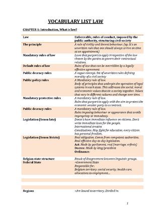 Law 101: Comprehensive Summary of Key Legal Terms and Definitions - Studocu