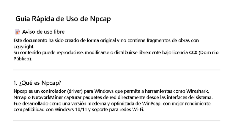 Guía Rápida de Npcap: Instalación y Uso Efectivo - Studocu