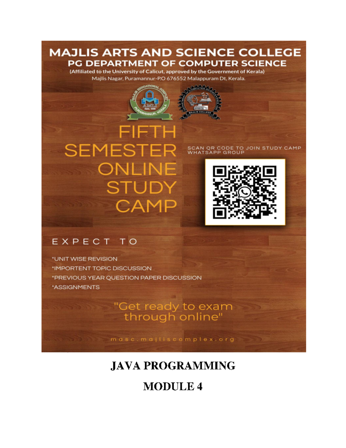 JAVA module 4 - JAVA PROGRAMMING MODULE 4 What is JDBC? JDBC (Java ...